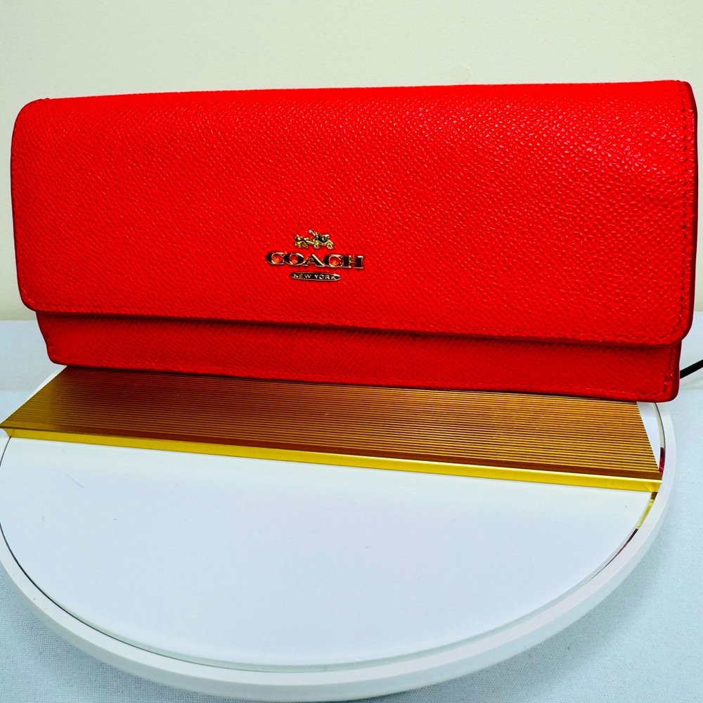 Coach Envelope Wallet Slim Cross Grain Leather - Gem